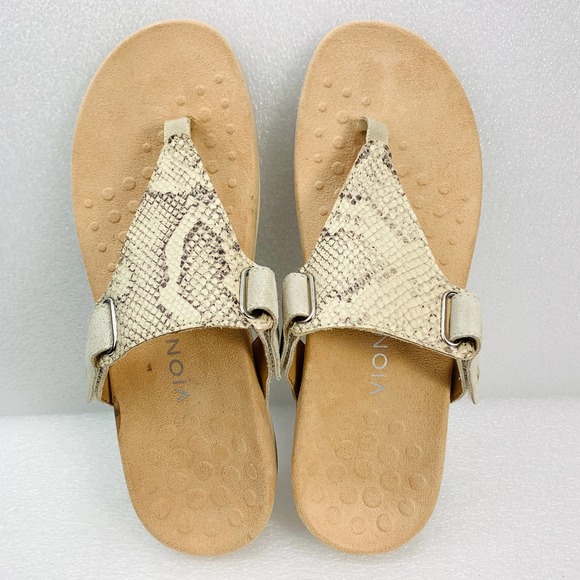 Vionic | Shoes | Vionic Bone Embossed Snake Wanda Tstrap Sandal Womens ...